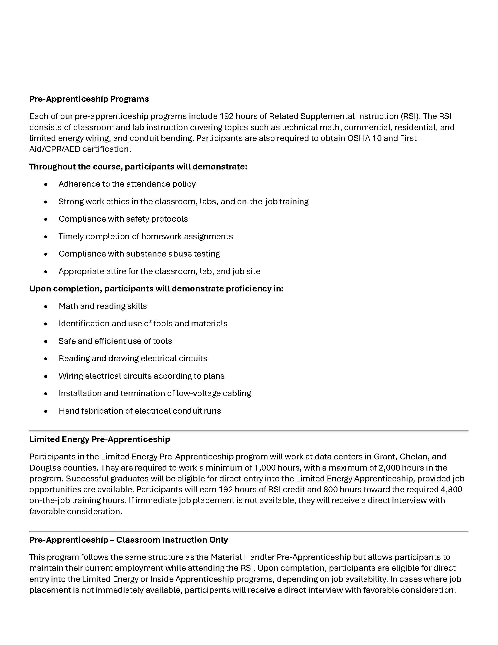 Northwest Electrical Industry JATC | Pre-Apprenticeship